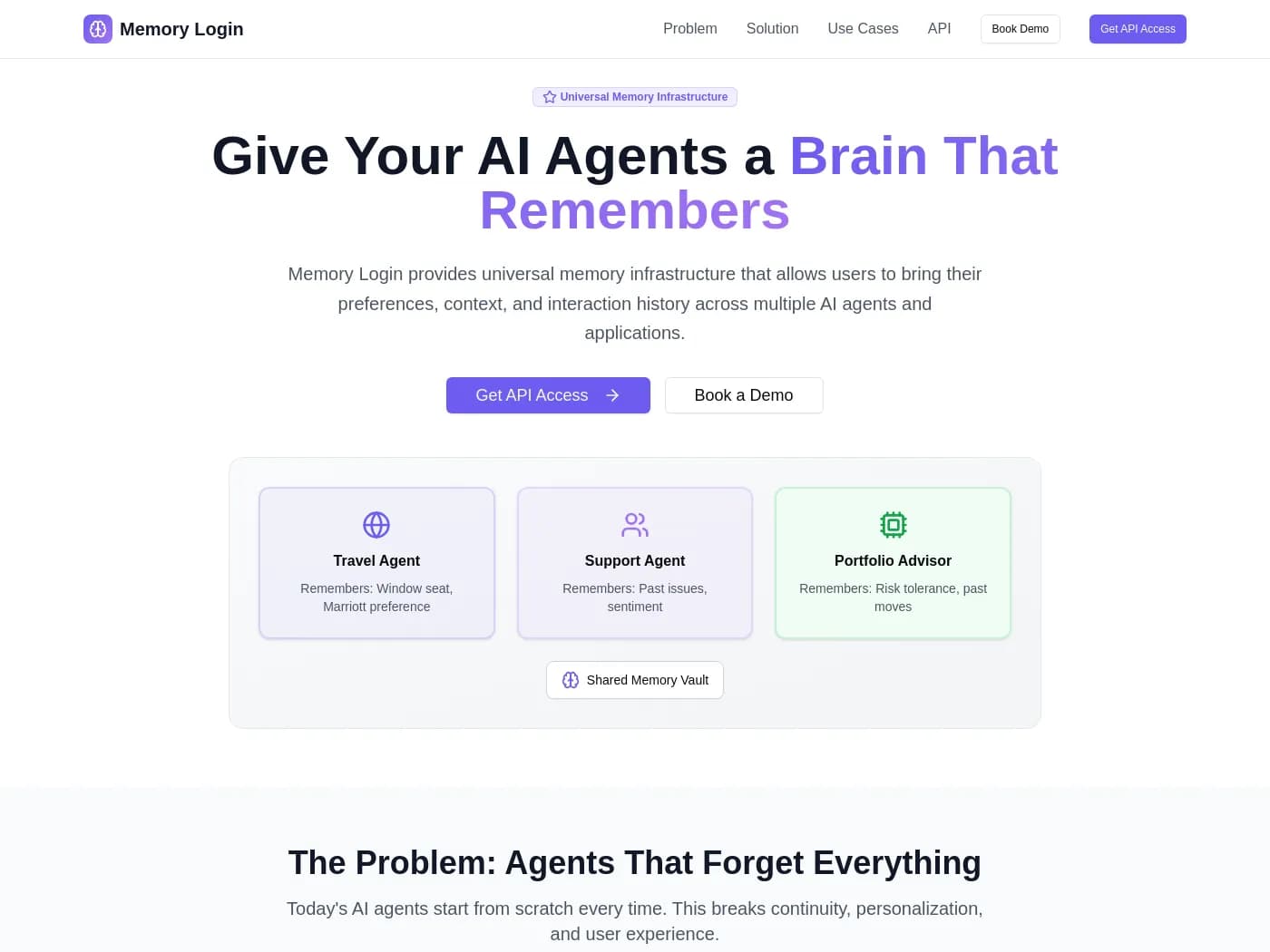 Memory Login Landing Page