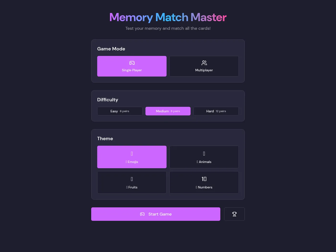 Memory Match Master