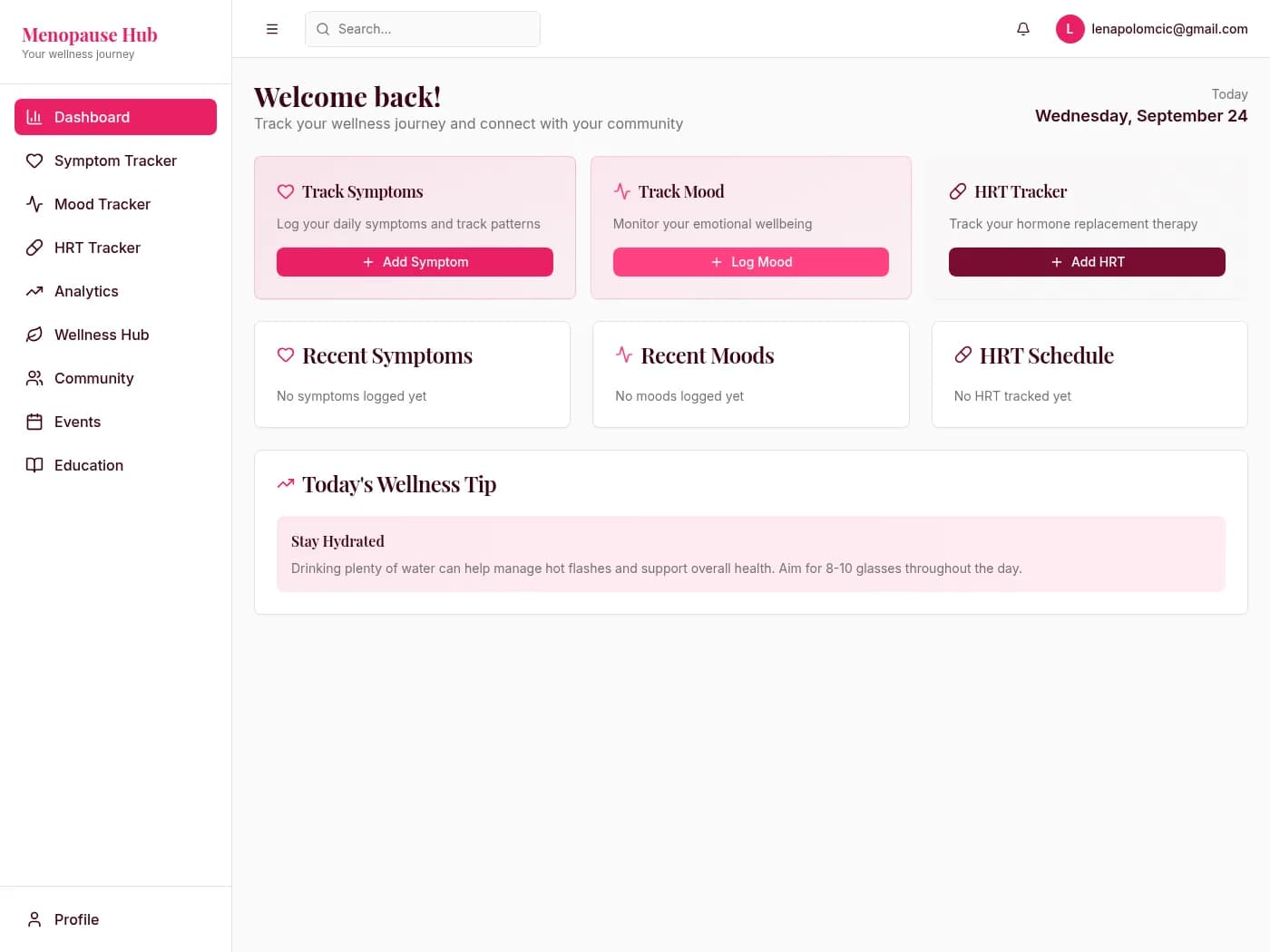 Menopause Hub: Empowering Personalized Wellness Tracking and Community