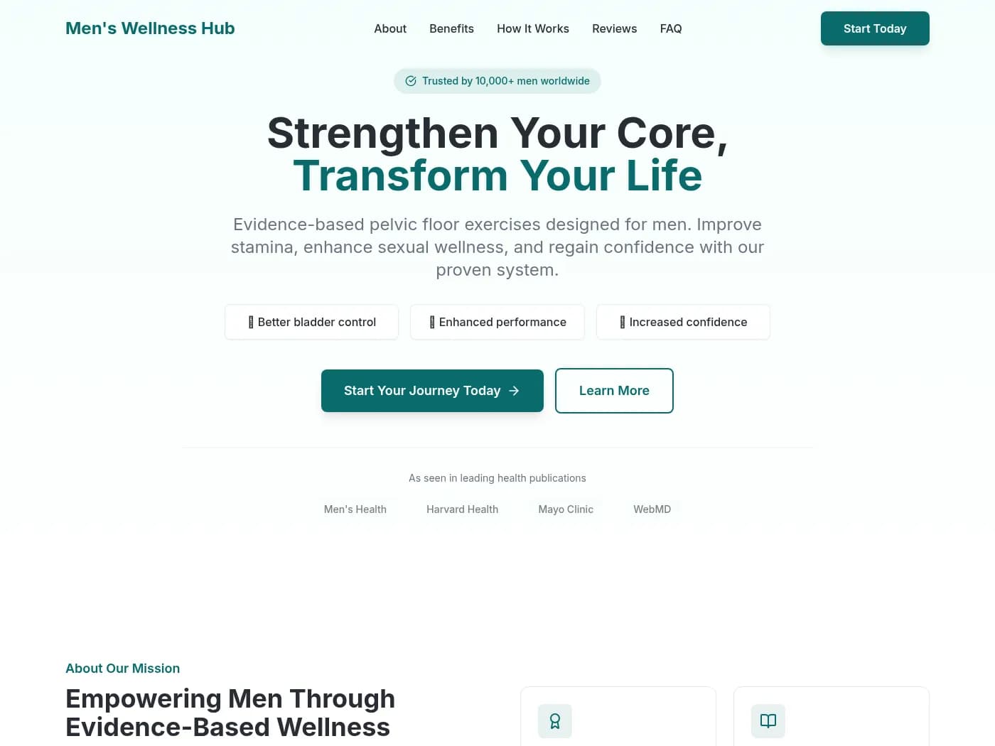 Men’s Health & Wellness Website – Modern, Minimalist, Conversion-Optimized
