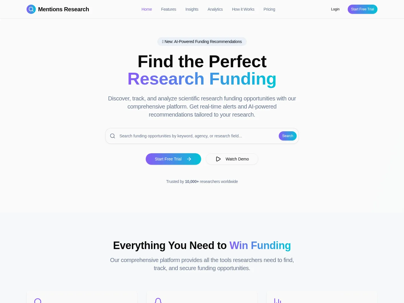 Mentions Research: Find and Analyze Scientific Funding Opportunities