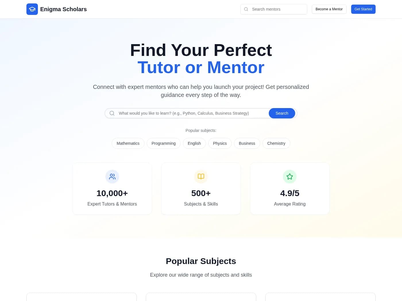 MentorMatch: Tutor & Mentor Discovery Platform