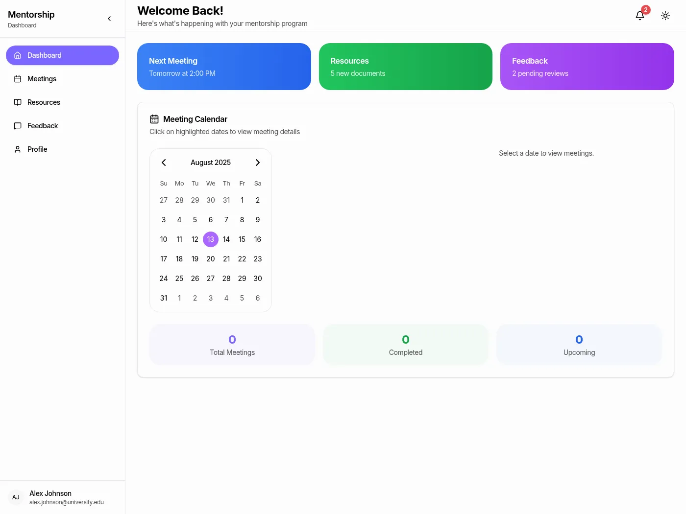 Mentorship Program Participant Dashboard