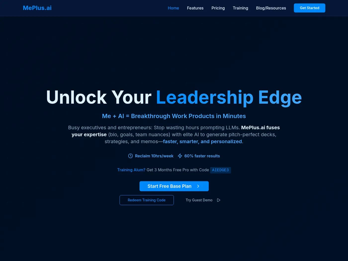 MePlus.ai Marketing Website – High-Converting Acquisition Platform for Executives and Entrepreneurs