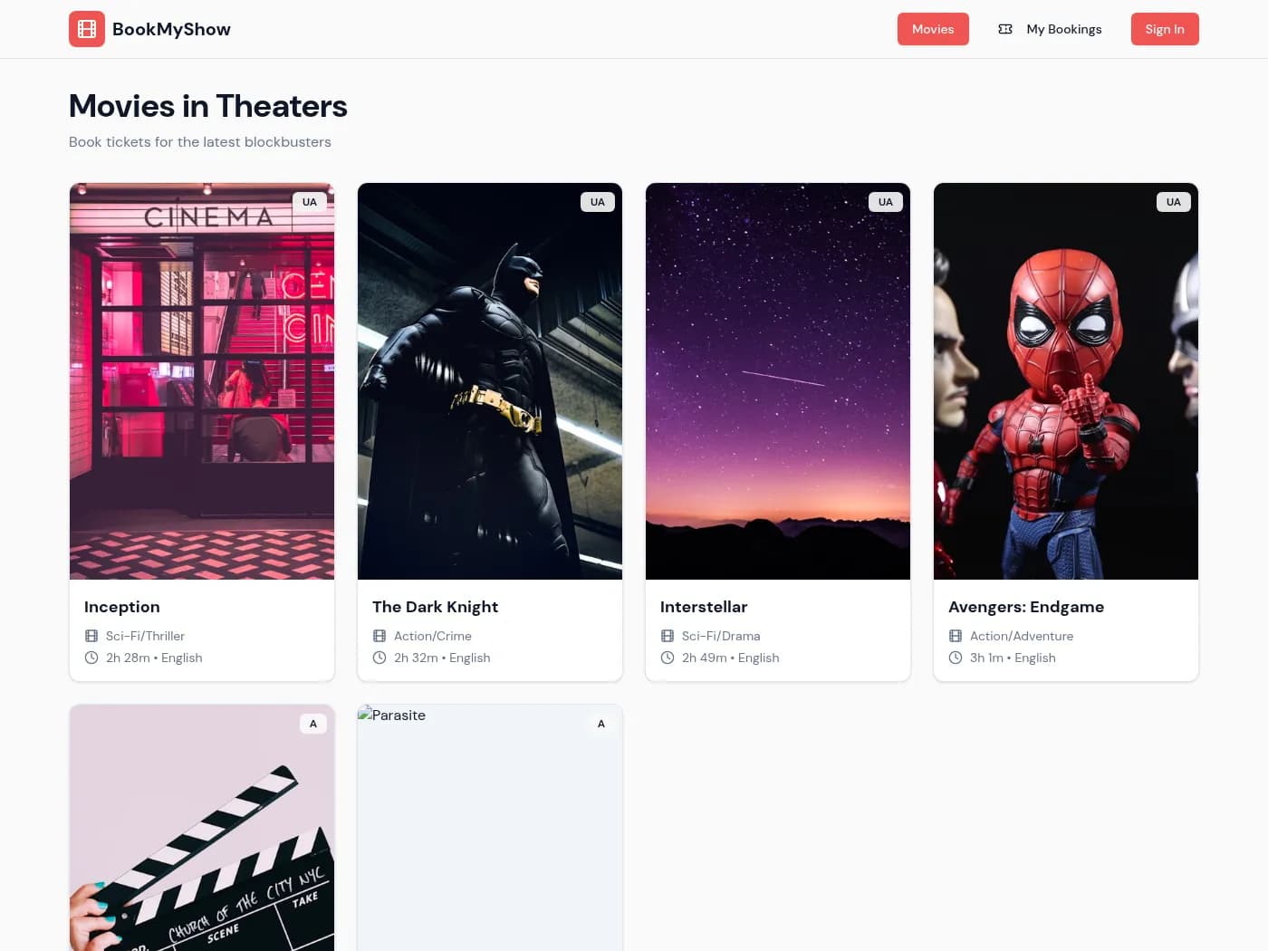 BookMyShow Basic Clone Demo (MERN Stack Practice Project)