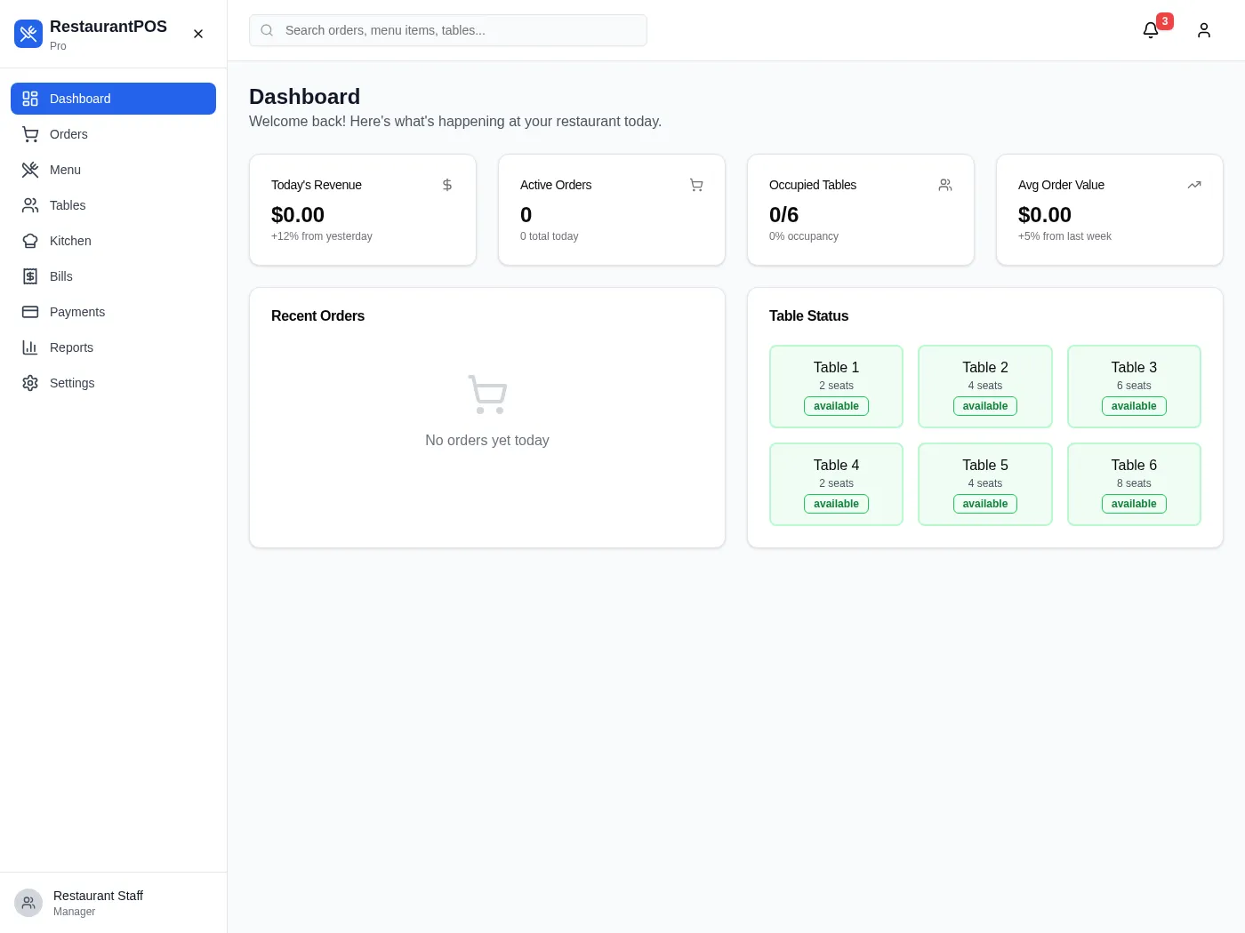 MERN Restaurant Billing POS System
