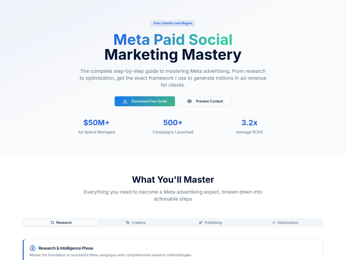 Meta Paid Social Marketing Lead Magnet for LinkedIn