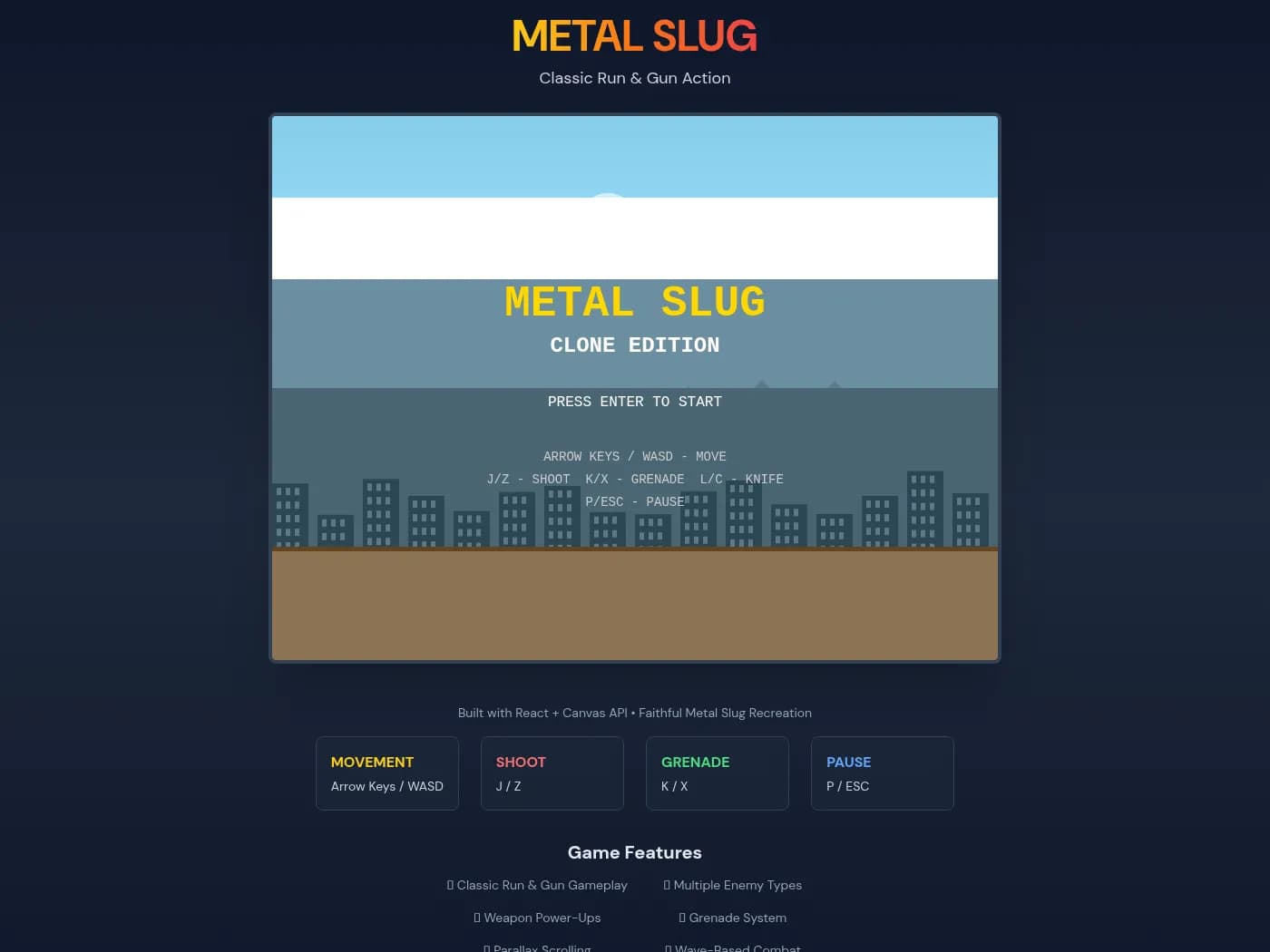Metal Slug Clone Game
