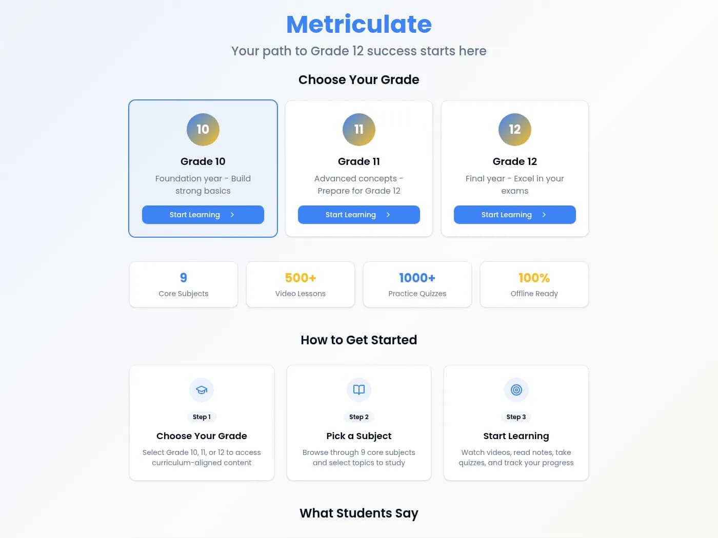 Metriculate - Namibian E-Learning Platform