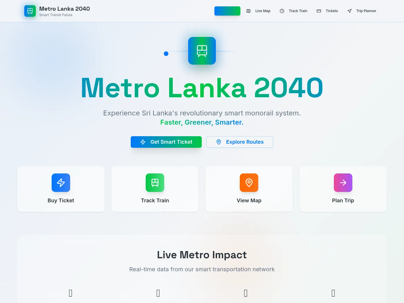 Metro Lanka 2040 – Futuristic Smart Monorail Platform for Sri Lanka (App & Website)