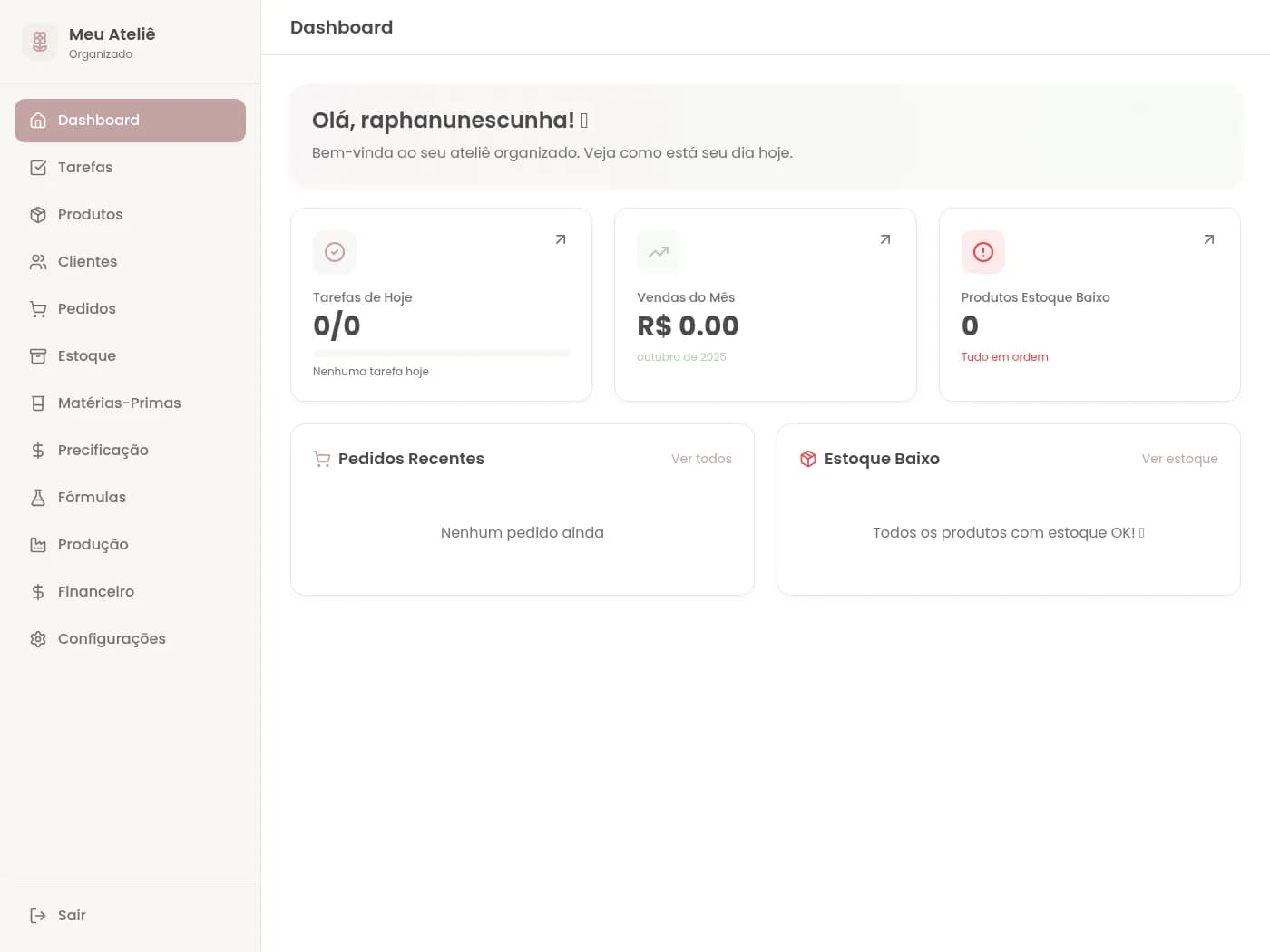 Meu Ateliê Organizado - MicroSaaS para Artesãs de Cosméticos Artesanais