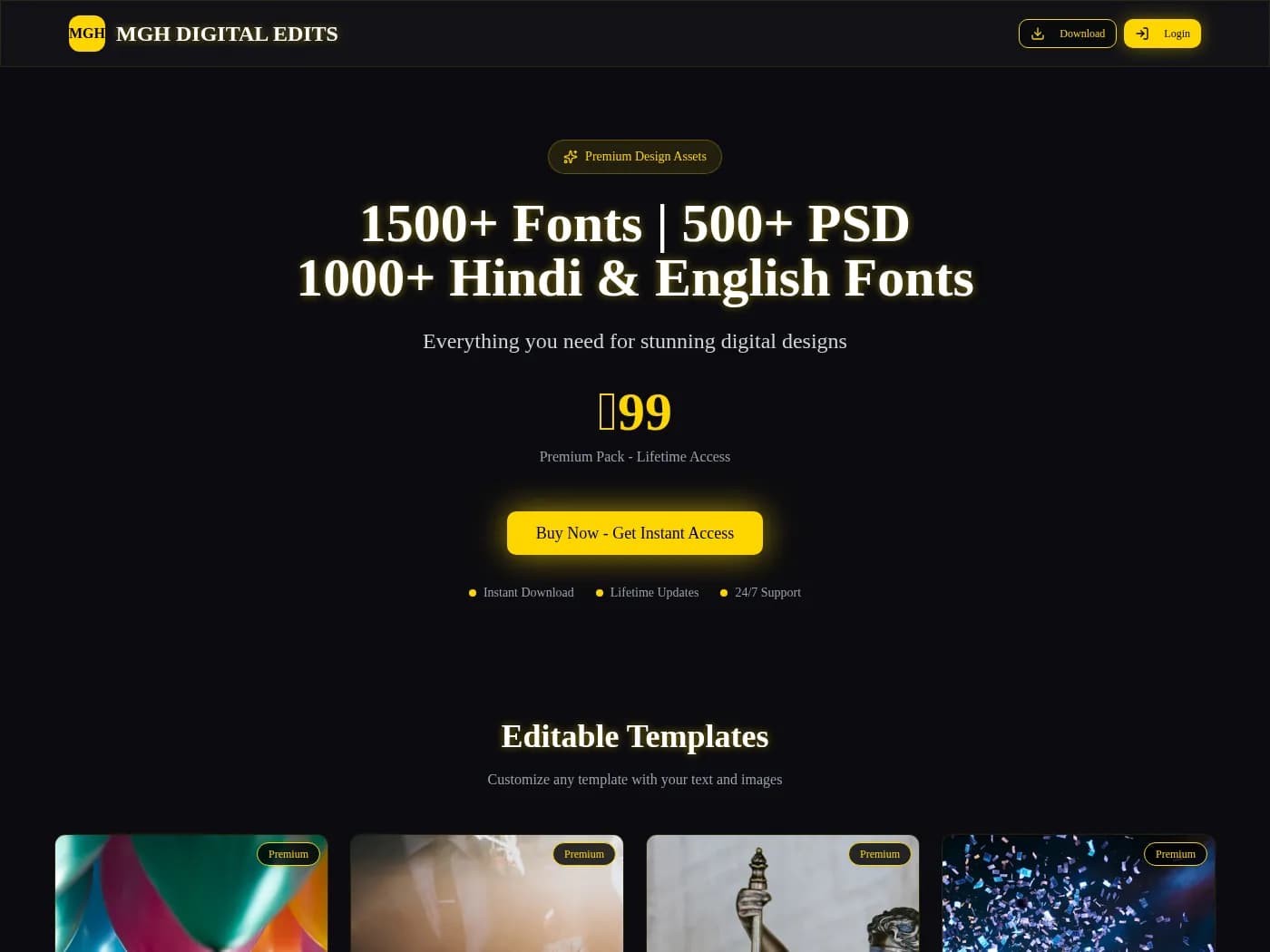 MGH DIGITAL EDITS Neon-Styled Poster Editor & E-Store