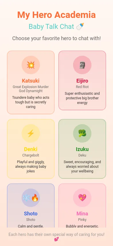 My Hero Academia Baby Talk Chat App