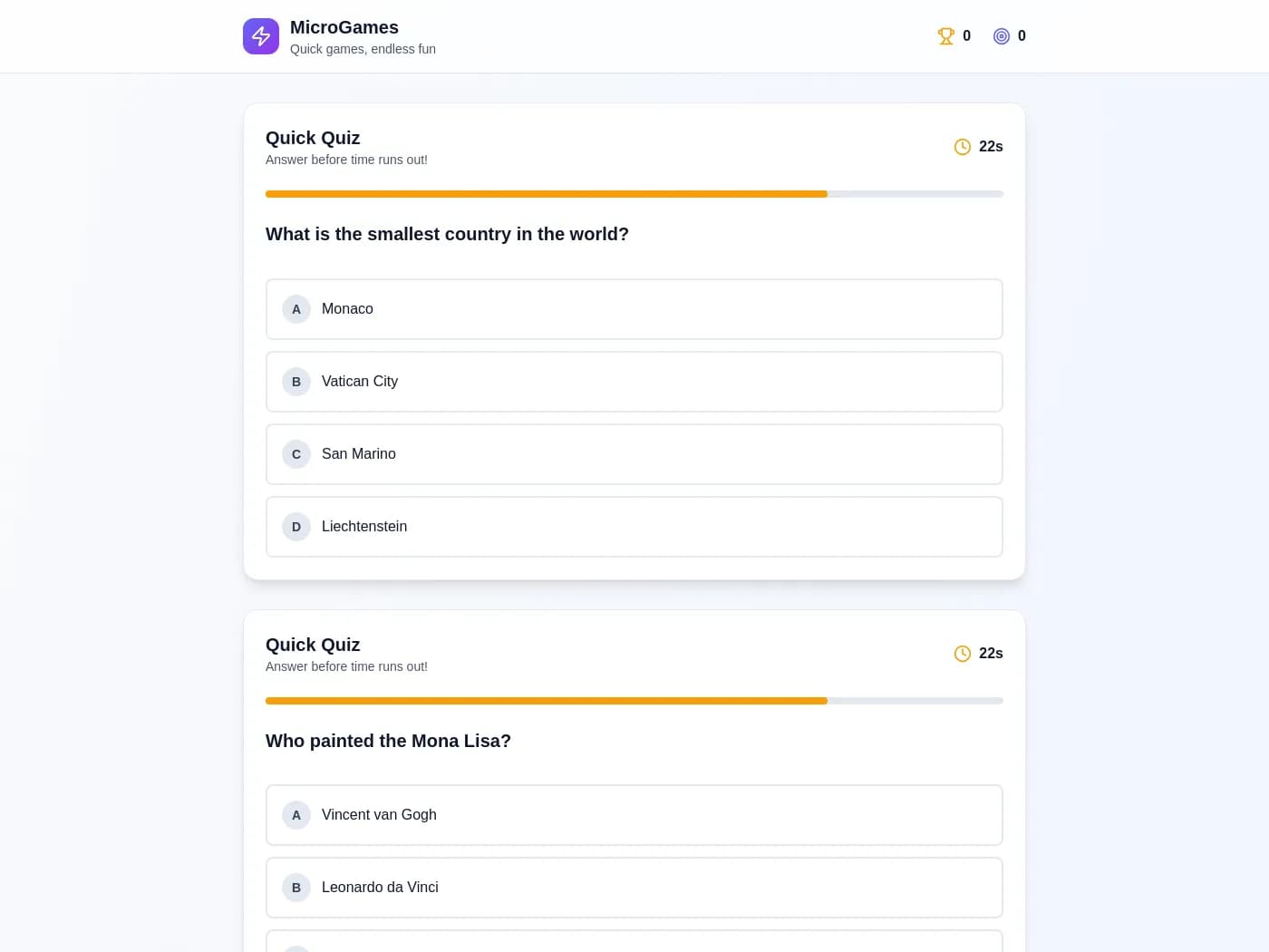 Micro Game Feed Platform