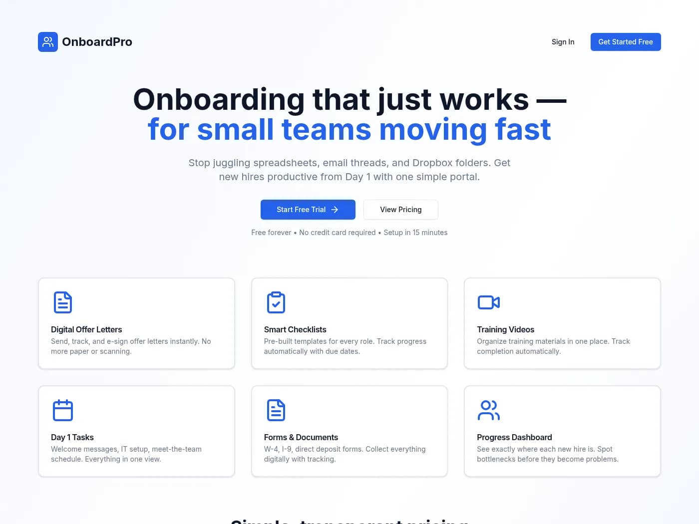 Micro-Onboarding Portal for Small Teams