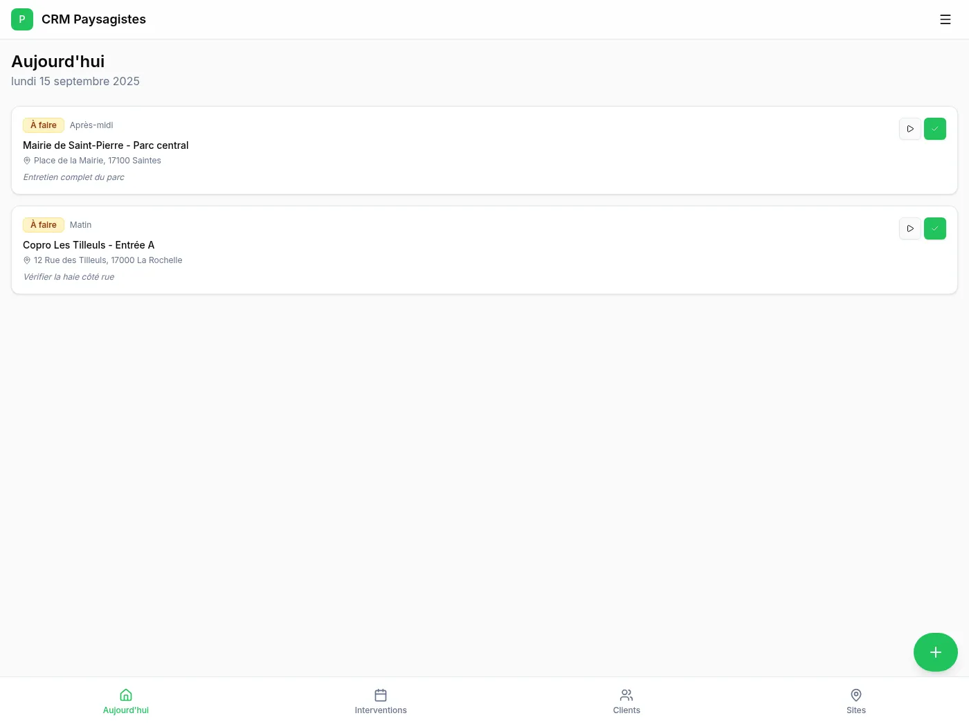 MicroCRM Paysagistes Lite