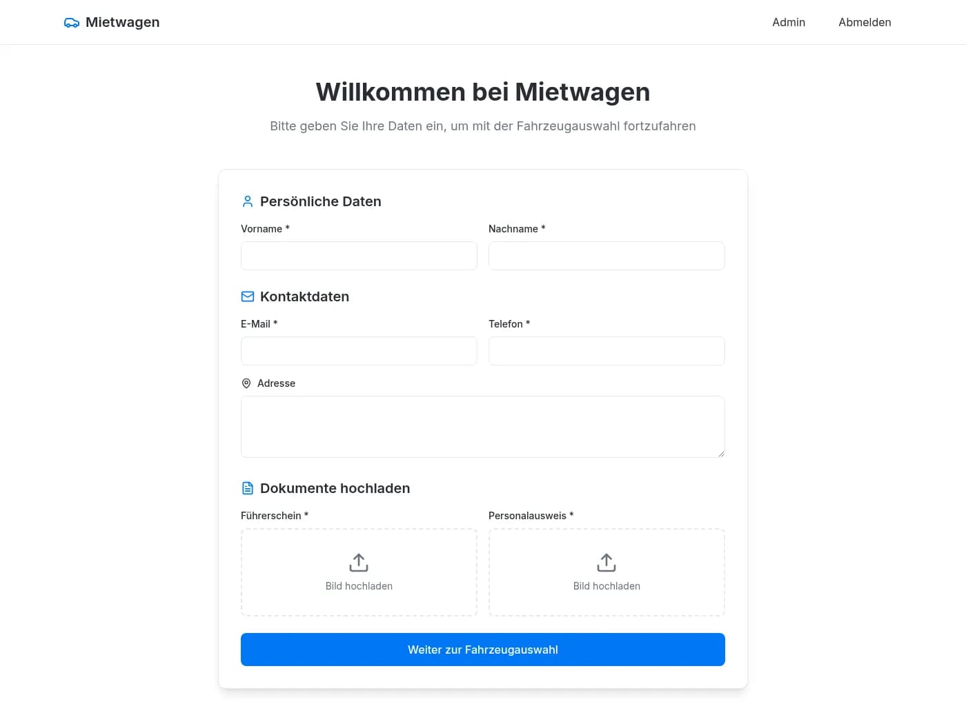 Mietwagen Management & Buchungsplattform
