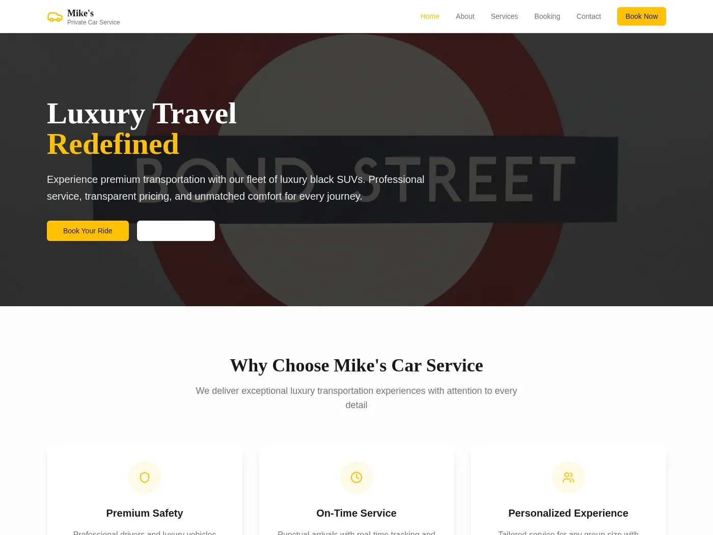 Mike's Private Car Service Booking Platform