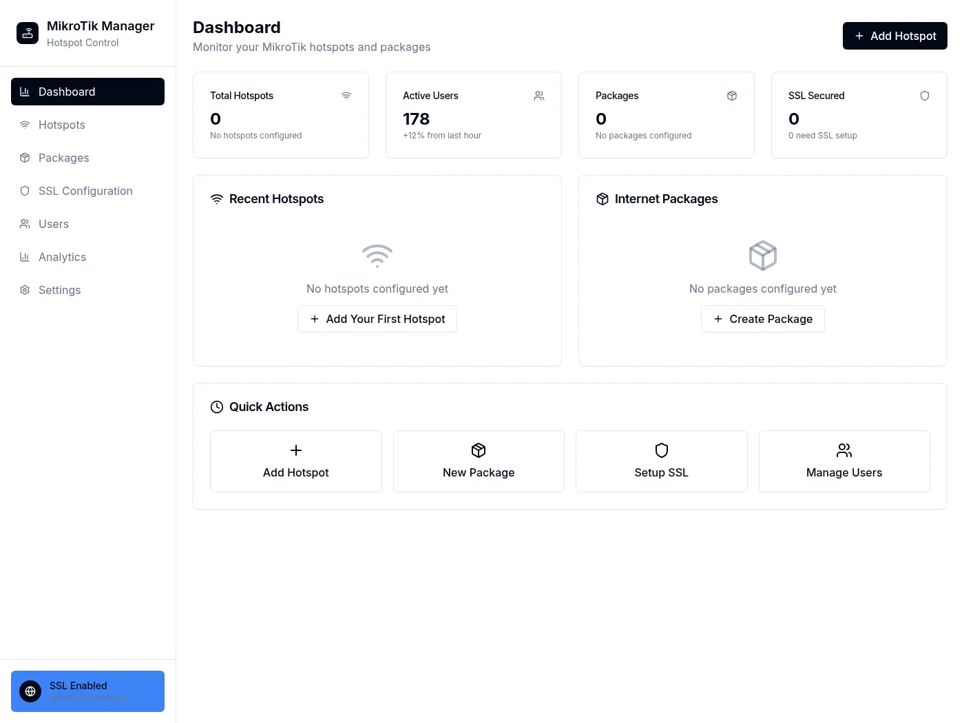 MikroTik Public Hotspot Manager with SSL URL and Packages