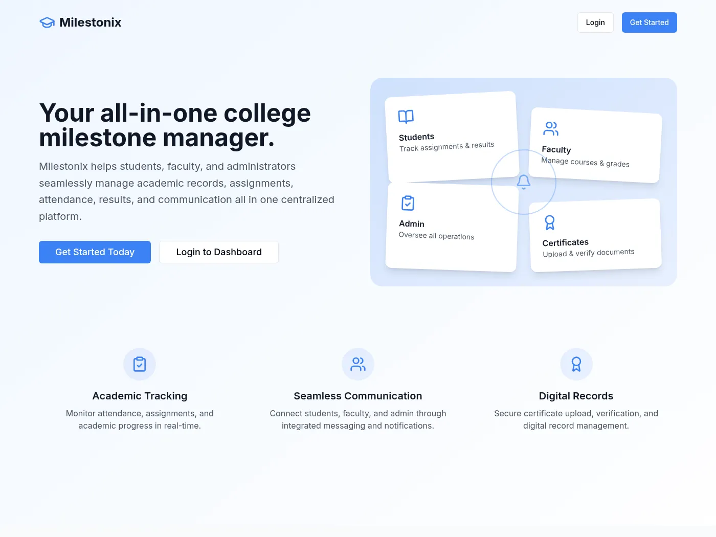 Milestonix College Portal – Modern Academic Milestone Management Web Prototype