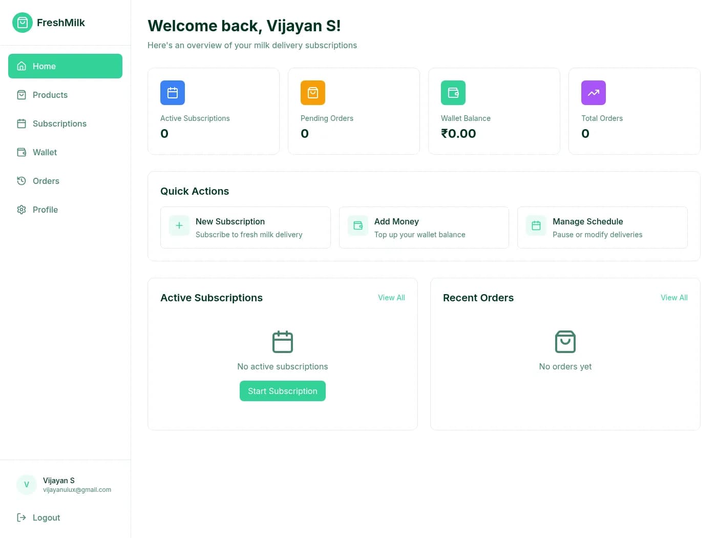 Milk Delivery Subscription Platform