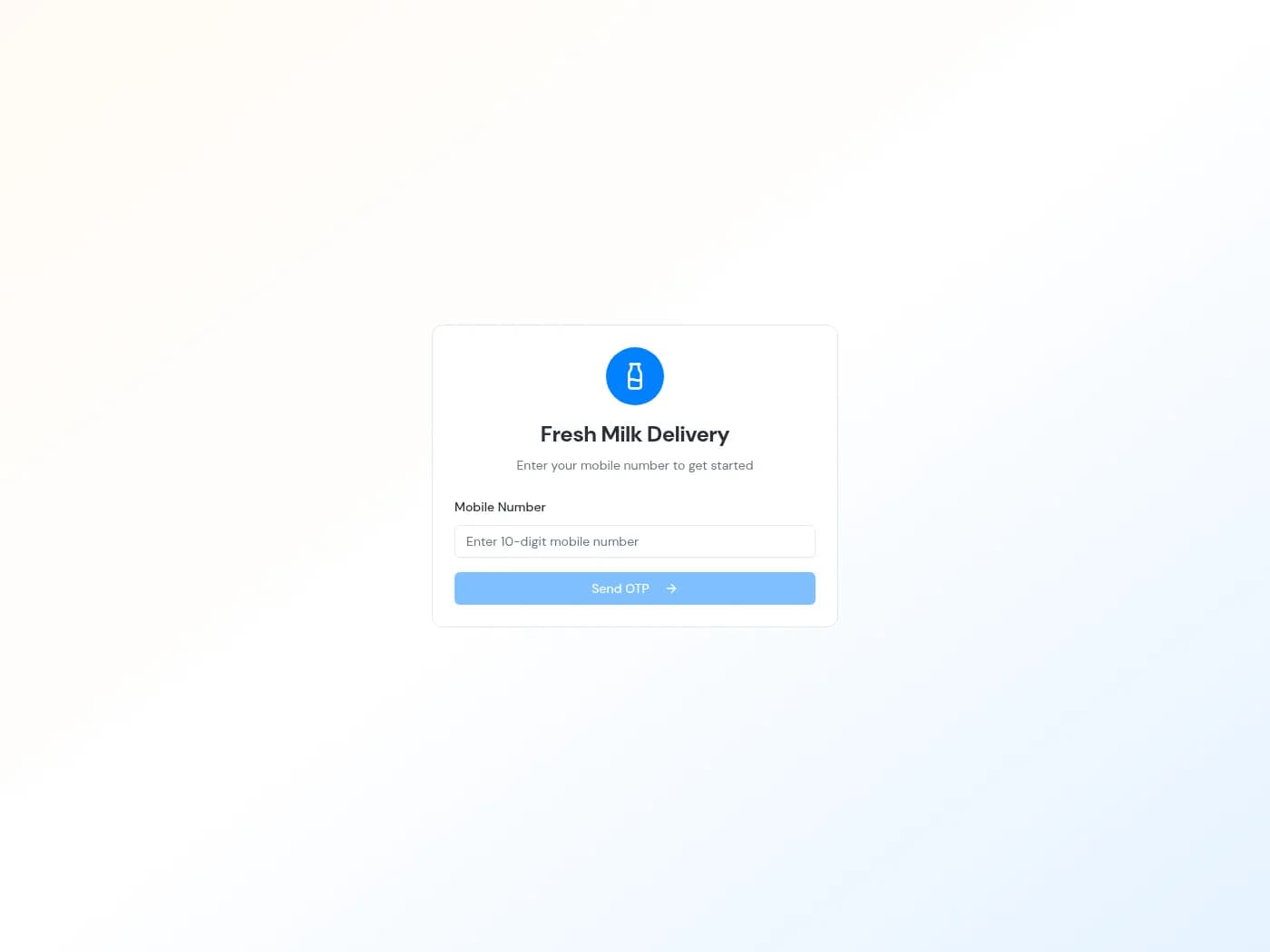 Milk Delivery Website with OTP Login