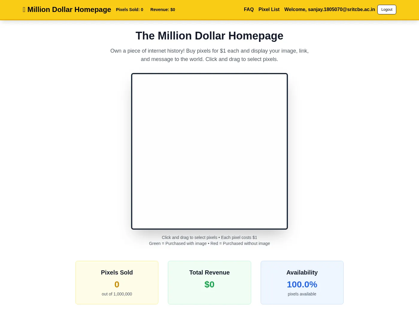 Million Dollar Homepage Clone