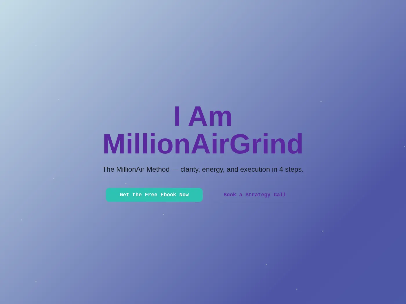 MillionAirGrind Cinematic Coaching Agency Landing Page