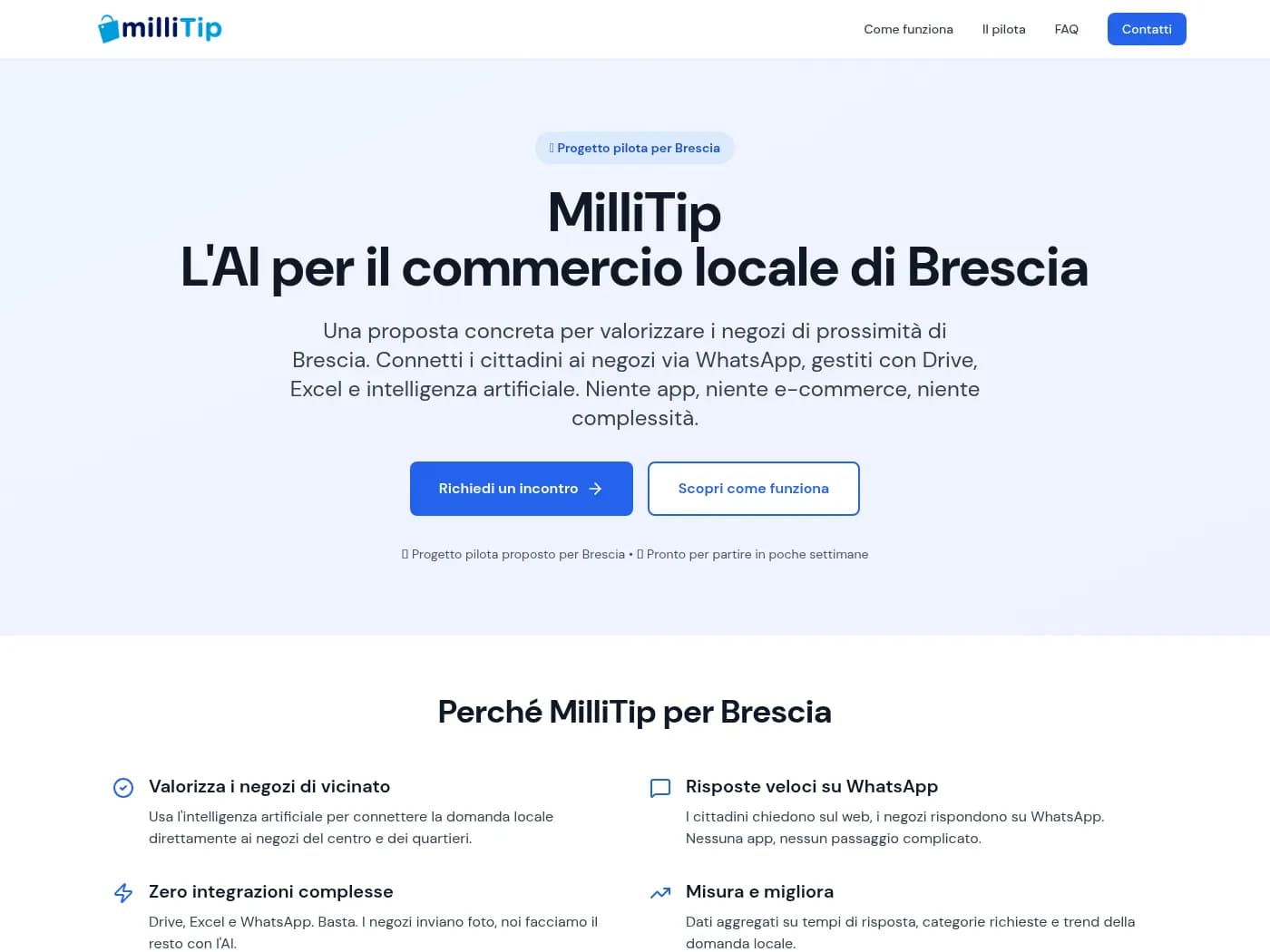 MilliTip — The AI Platform Connecting Citizens and Local Stores in Brescia via WhatsApp