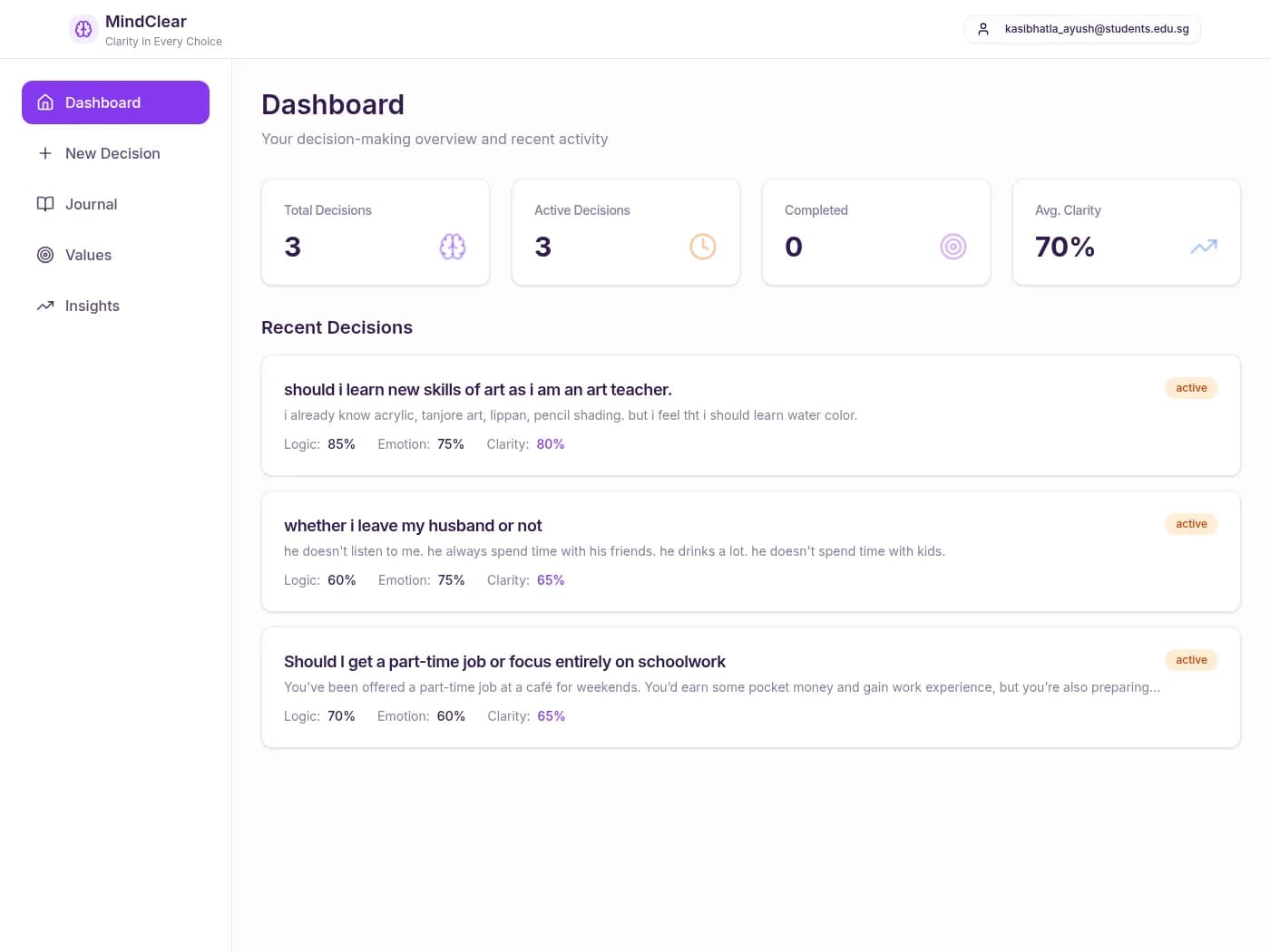 MindClear: AI-Powered Decision Making for Clarity and Confidence