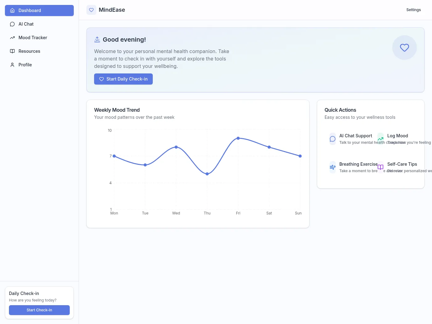 MindEase: AI-Powered Mental Health App