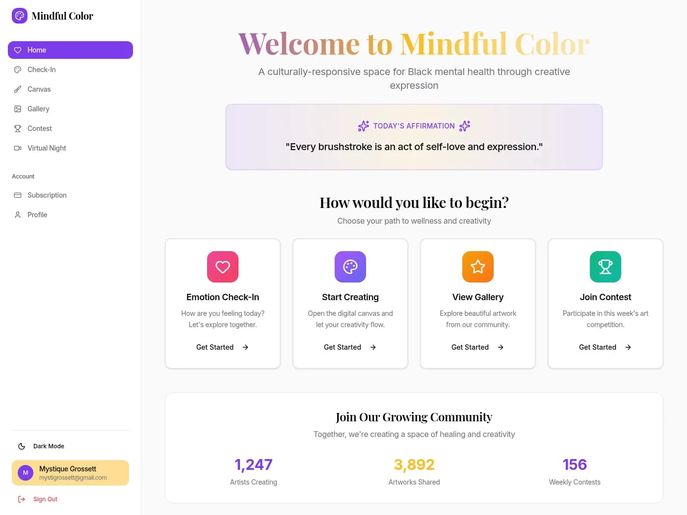 Mindful Color: Culturally-Tailored Art & Wellness Platform for Black Mental Health