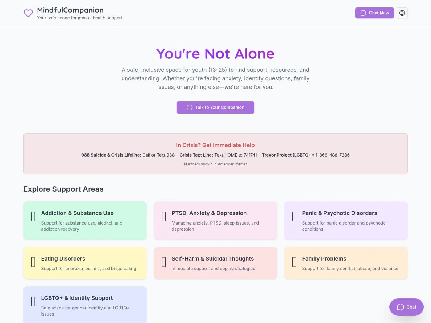 MindfulCompanion: An Inclusive Mental Health Support Platform for Youth