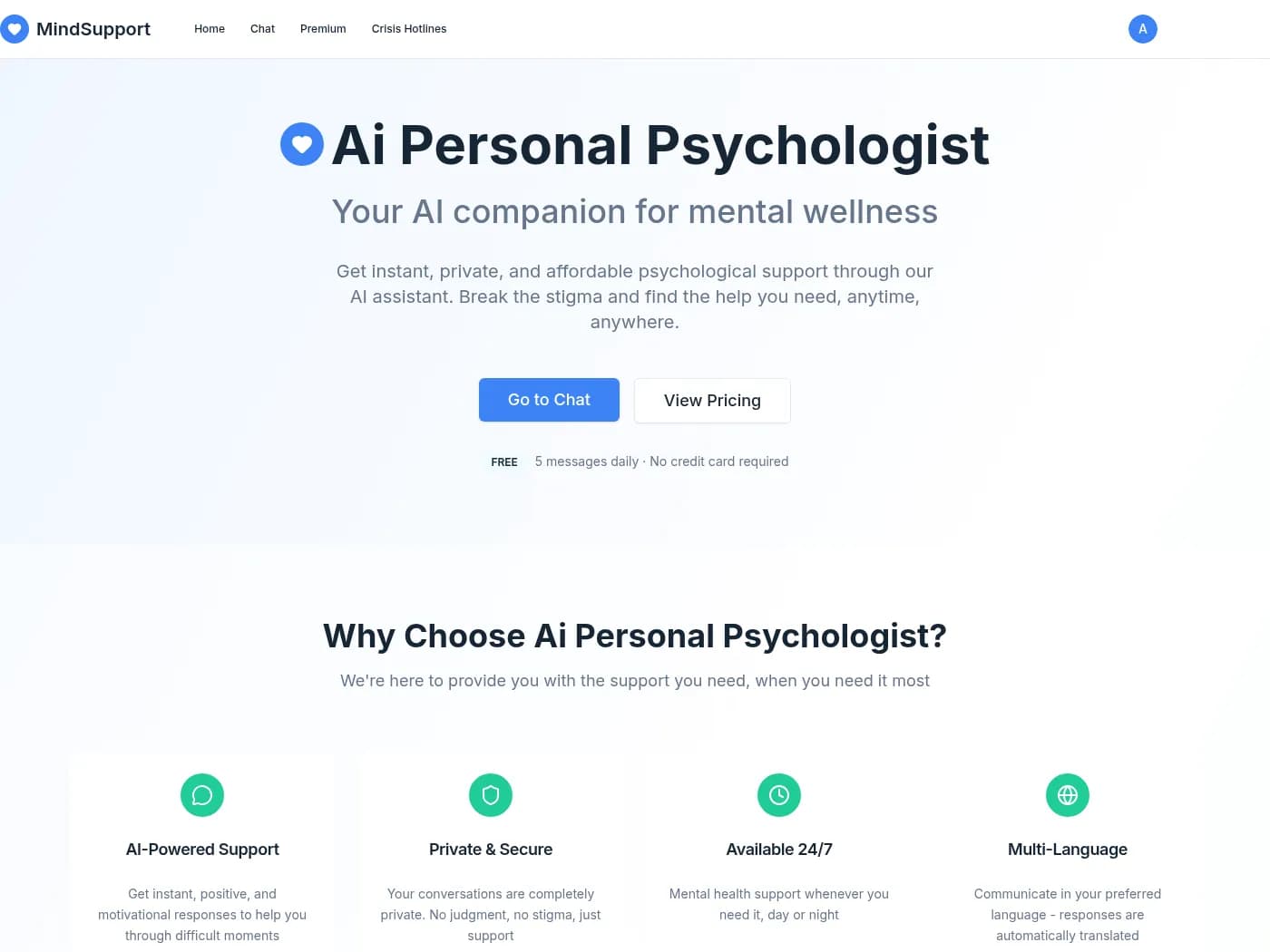 MindSupport: AI-Powered Virtual Assistant for Psychological Wellbeing