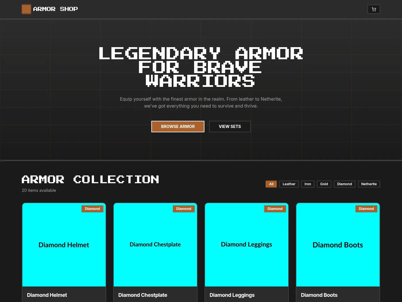 Minecraft Armor Shop Website