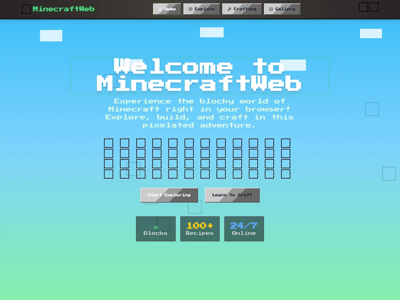 Minecraft-Inspired Web Experience