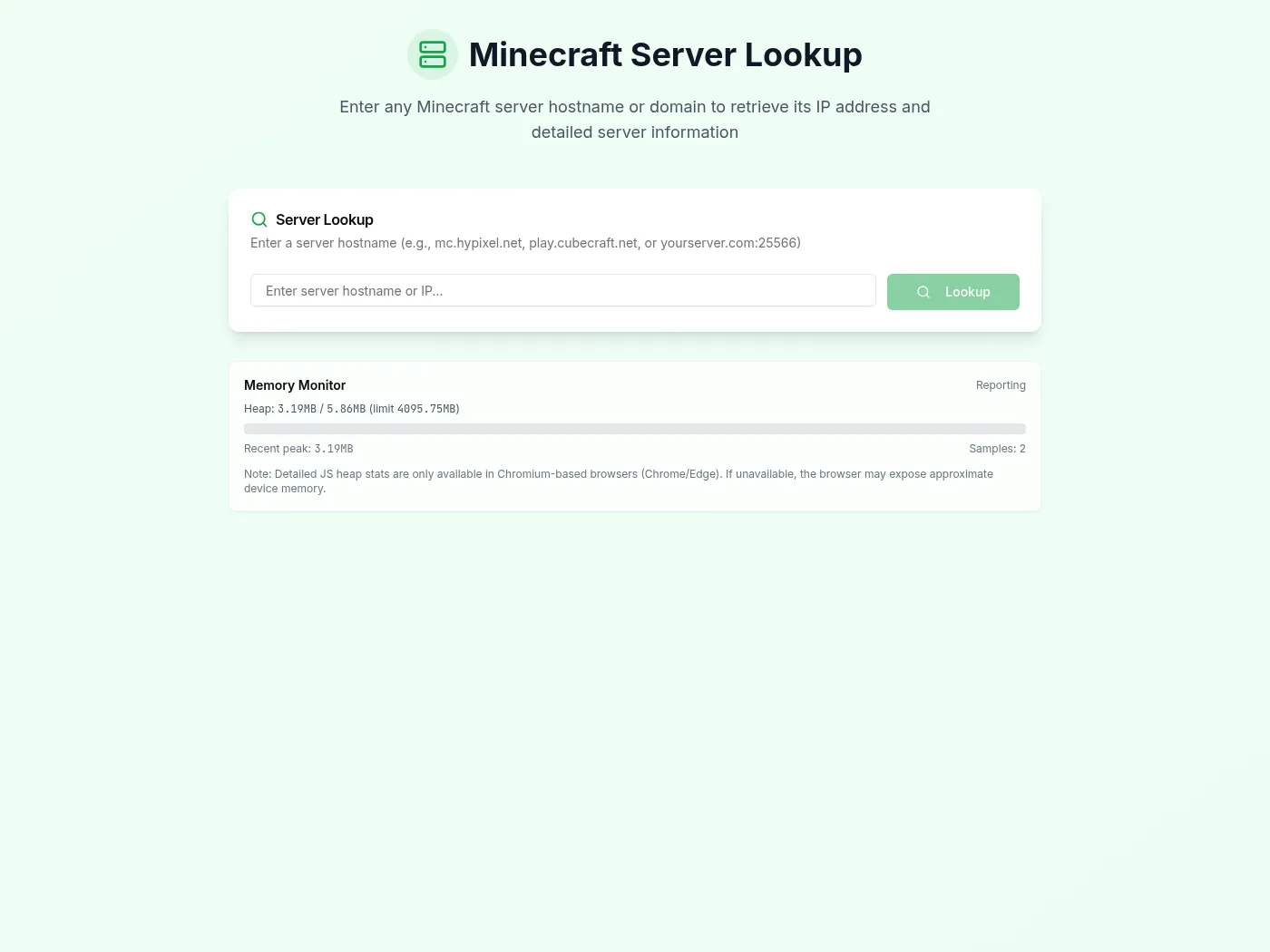 Minecraft Server IP Lookup Tool