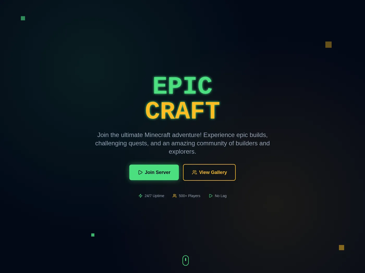 Minecraft Server Landing Page