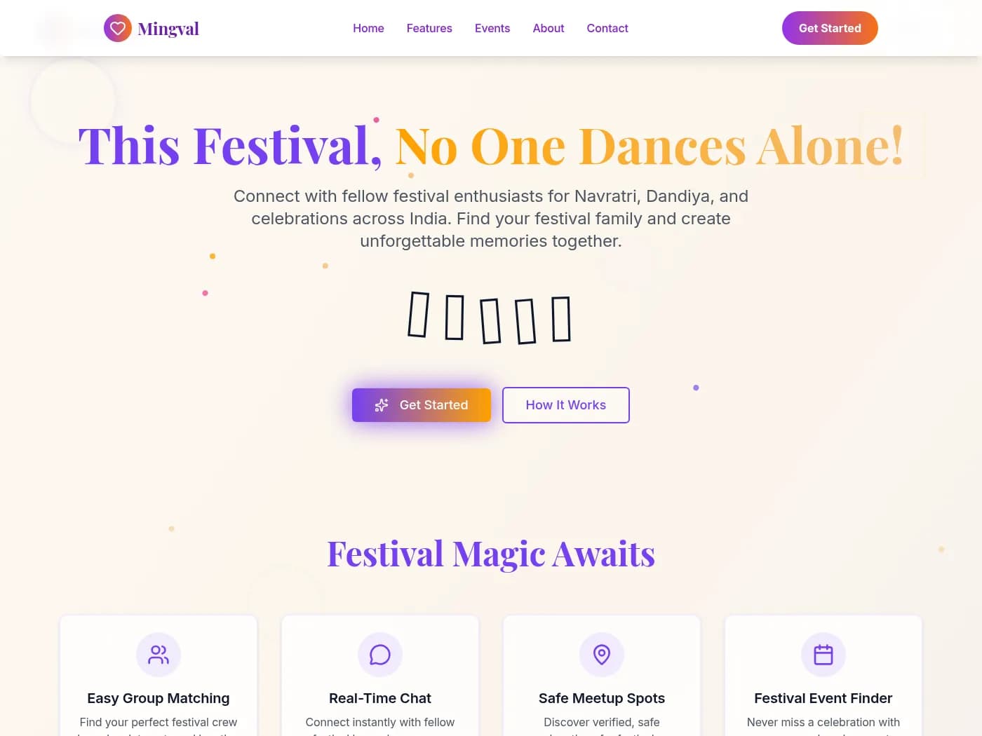 Mingval Festival Connect: Animated Landing & Onboarding UI for Modern Indian Festive PWAs