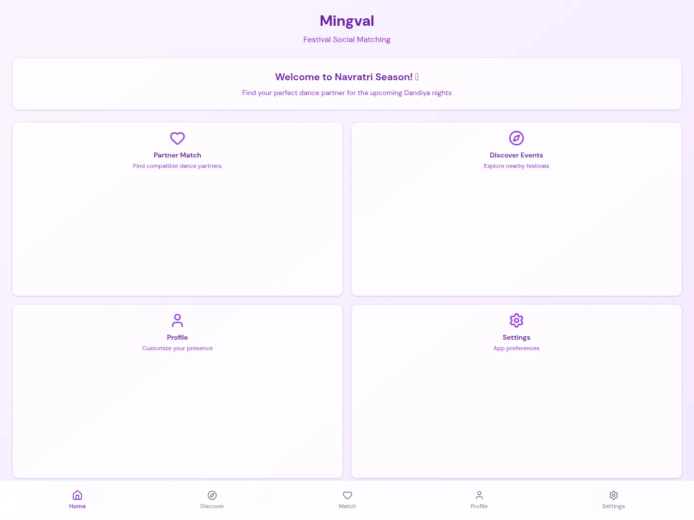 Mingval UI/UX PWA – Festival Social Matching App Design