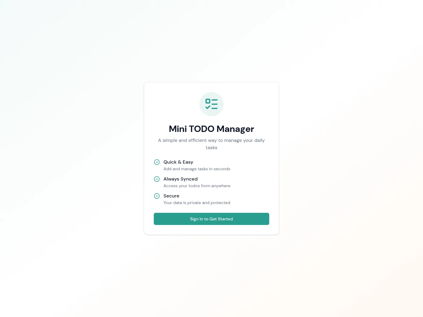 Mini TODO Manager