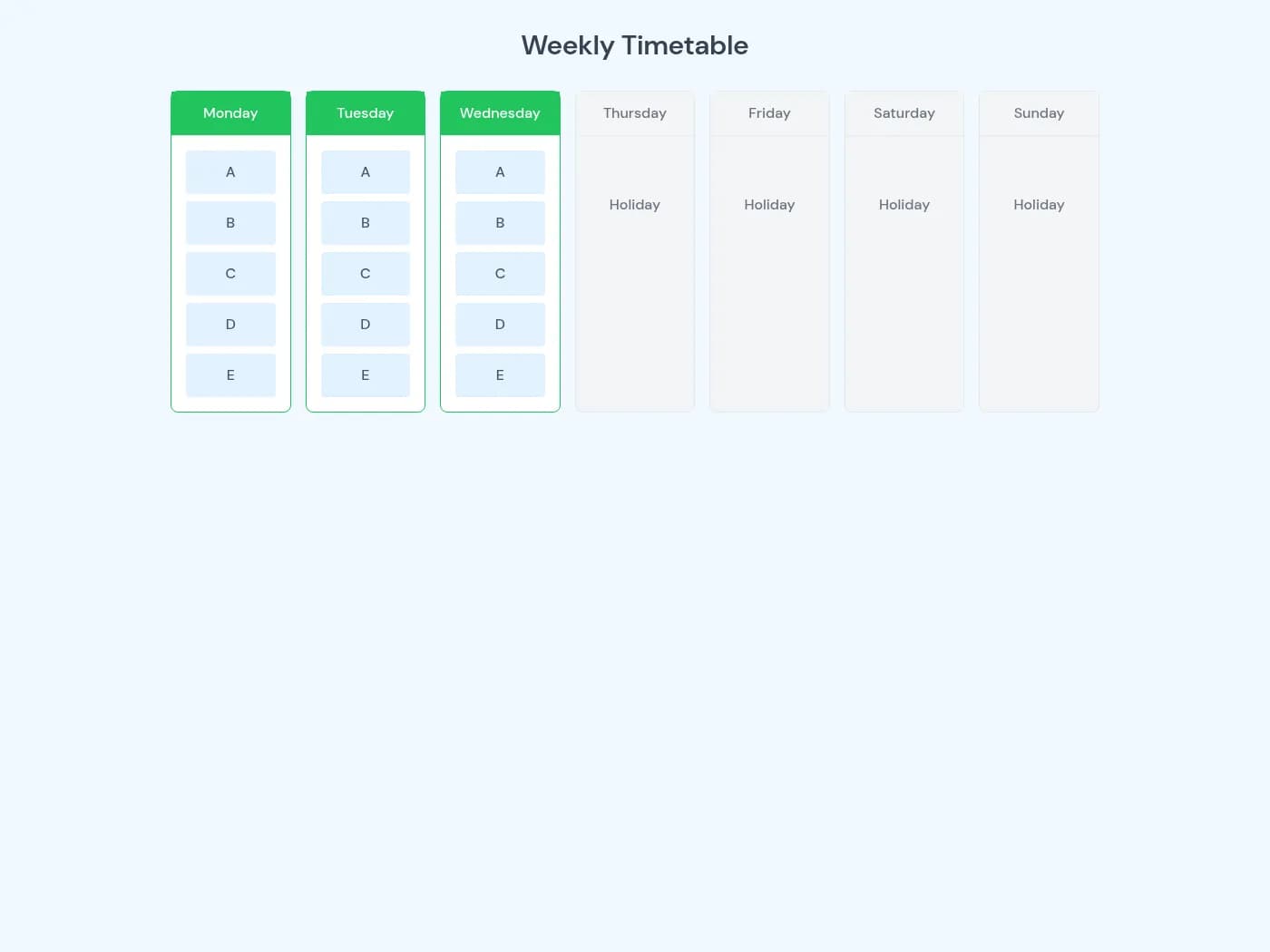 Minimal 3-Day Timetable App