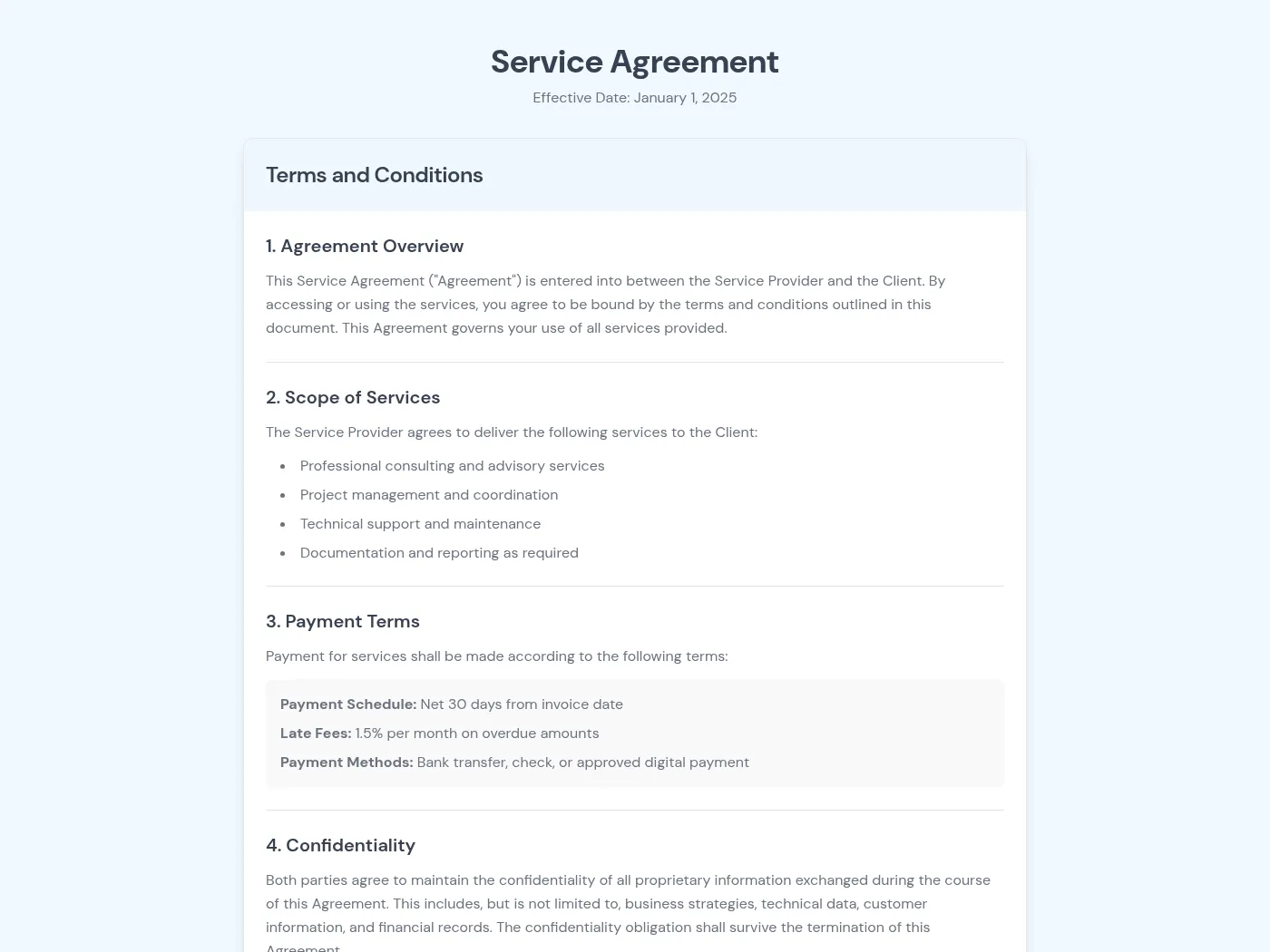 Minimal Contract Display Page
