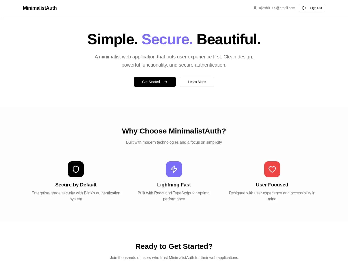 Minimalist Web App with Authentication and User Profiles