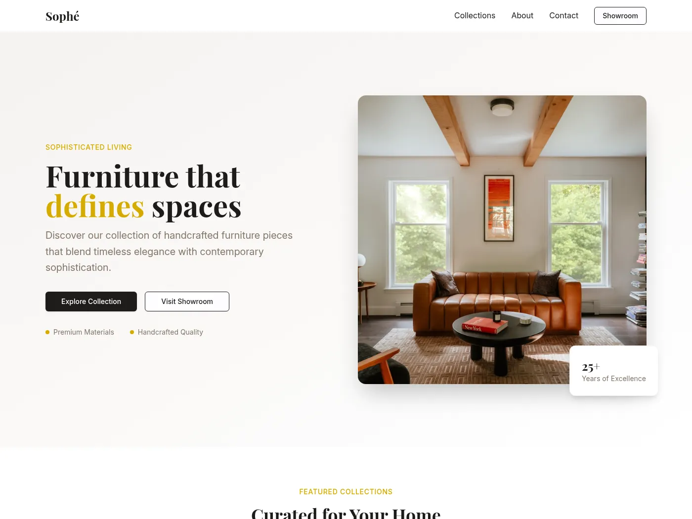 Minimalist Website for Sophisticated Furniture Company