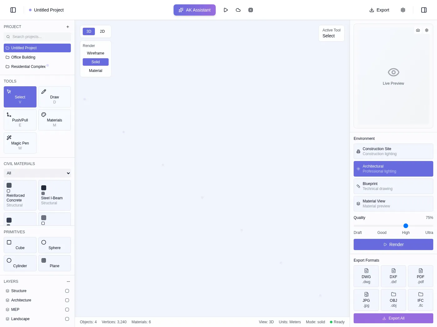 Minimalist All-in-One 2D/3D Creator with AK Assistant and God Core