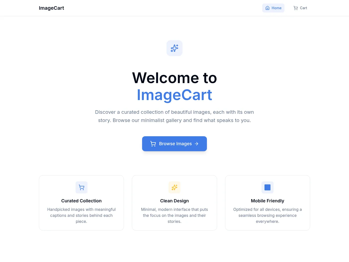 Minimalist Image Cart Web App