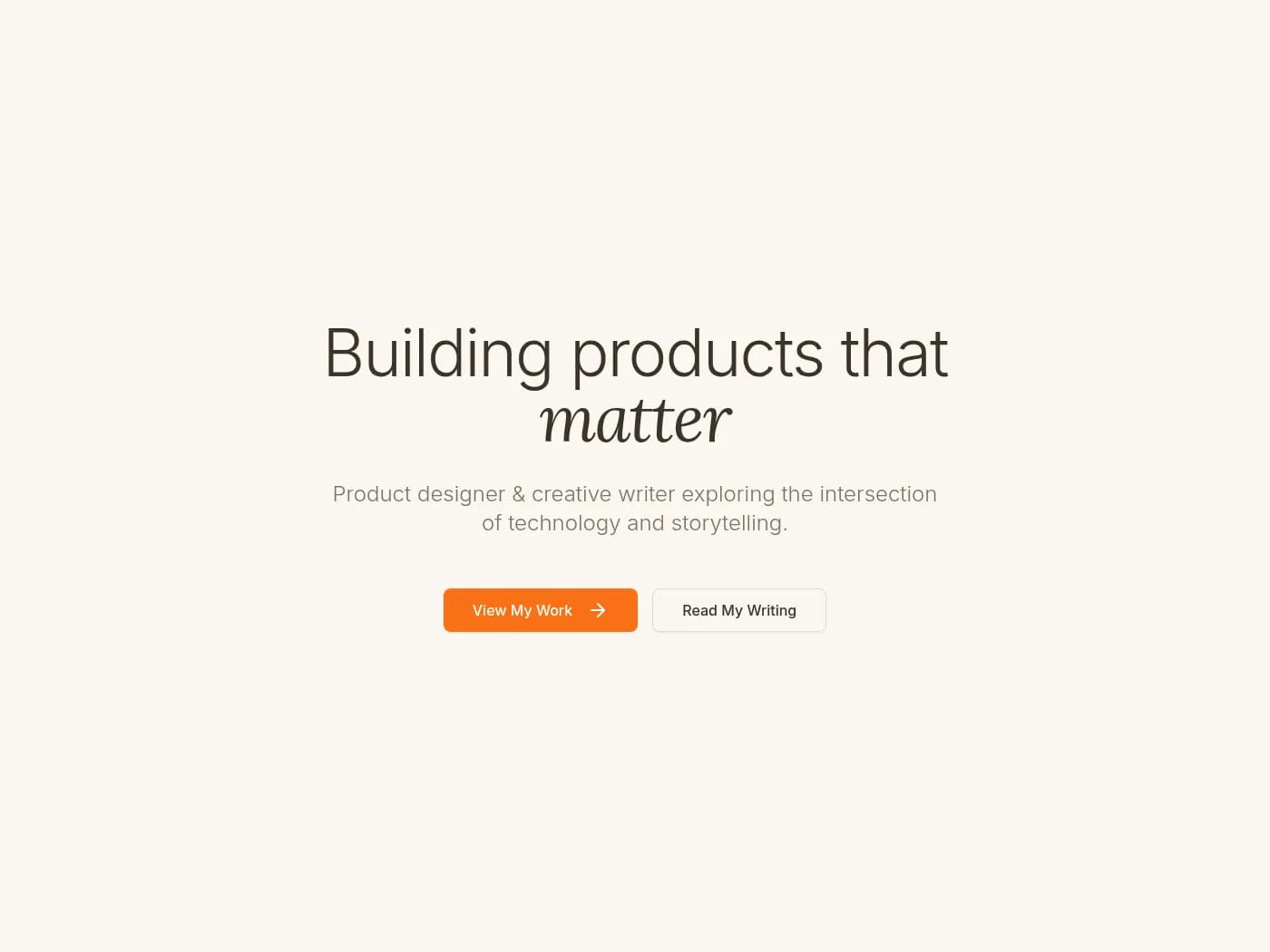 Minimalist Personal Landing Page with Work and Creative Portfolio