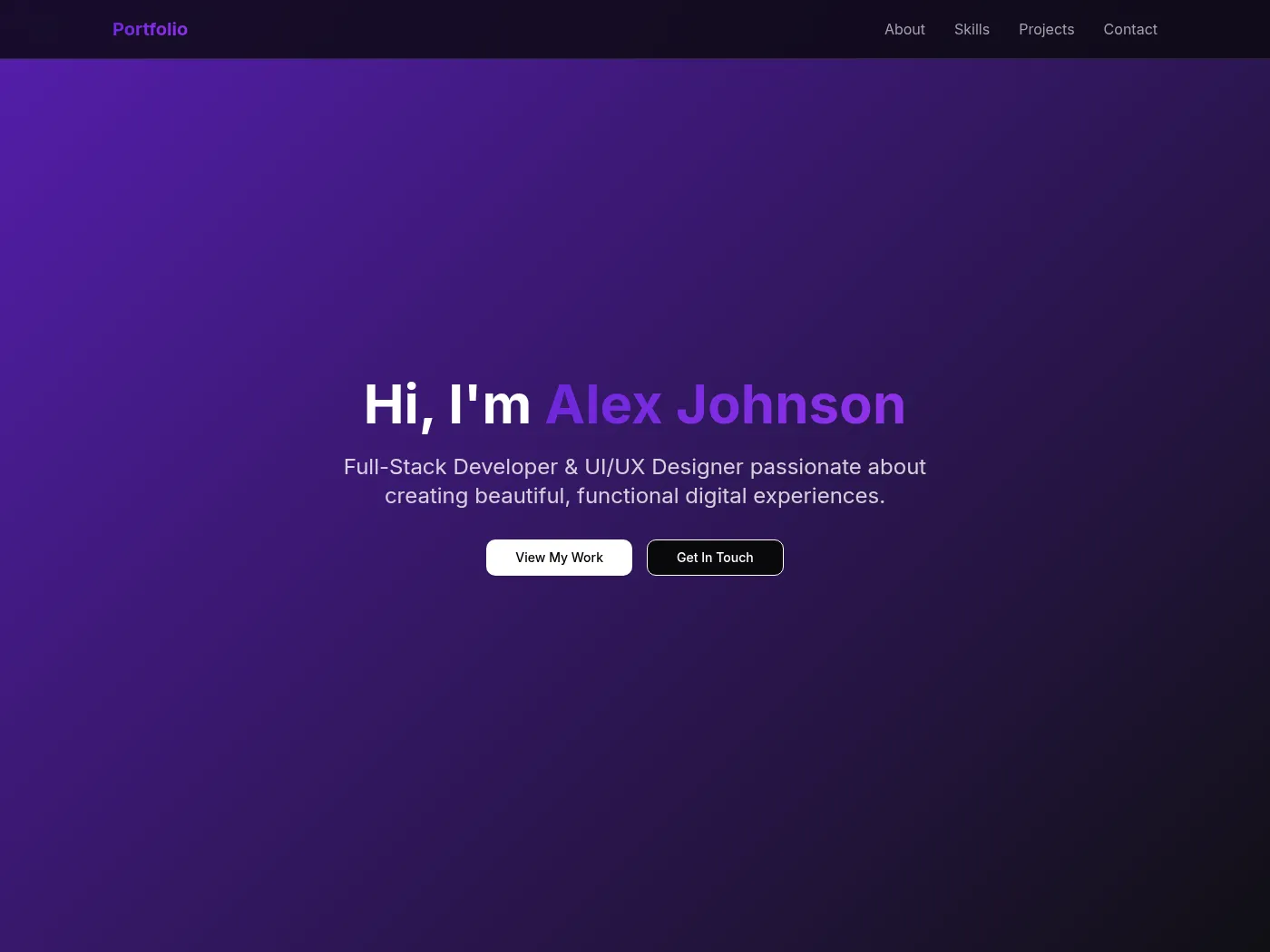 Minimalist Portfolio Website with Elegant Gradients