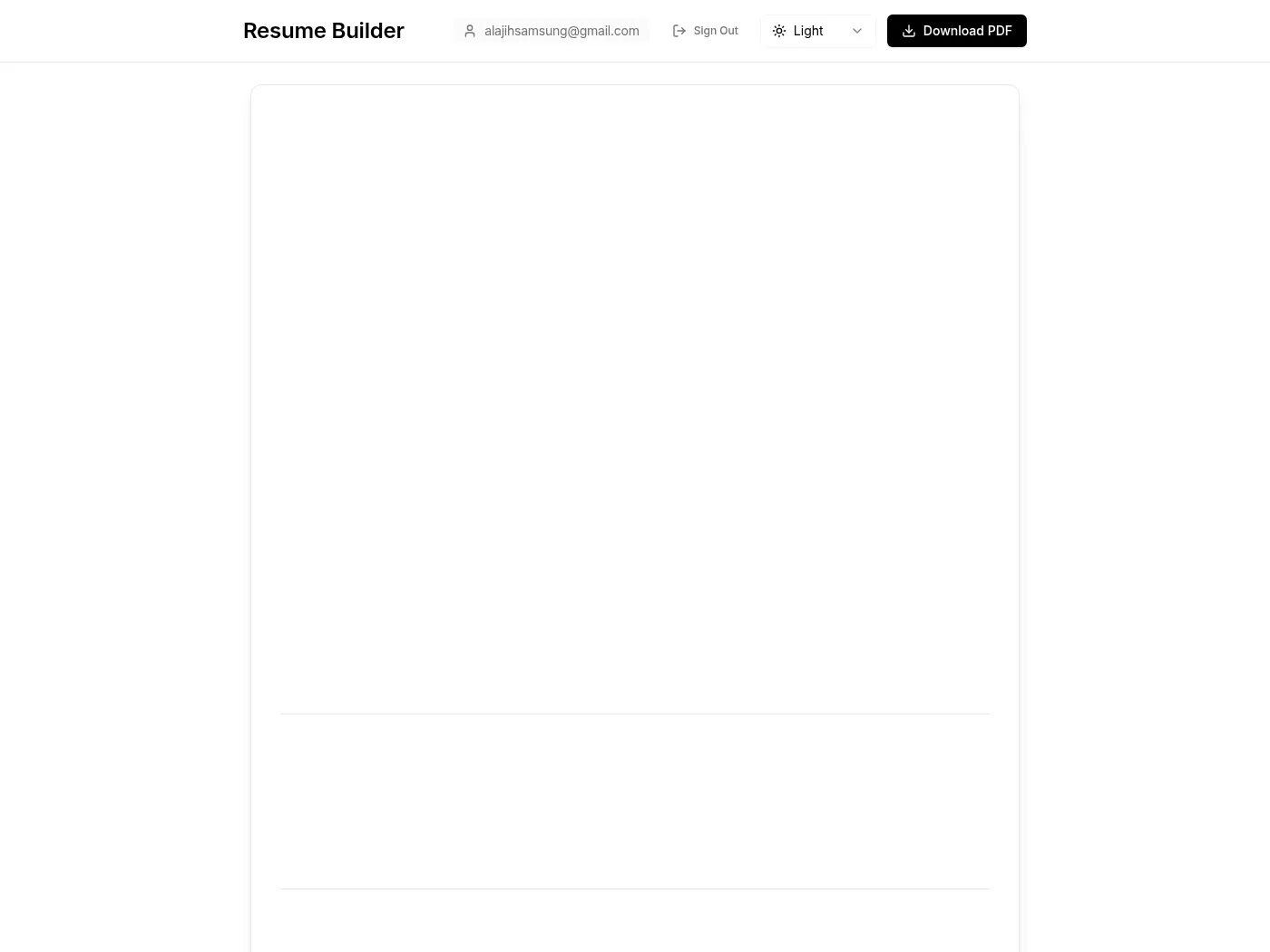 Minimalist Resume Website with Editable Sections and PDF Download